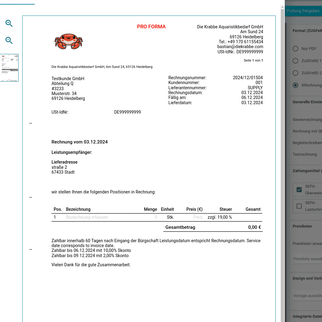Pro-Forma Rechnung - faktoora